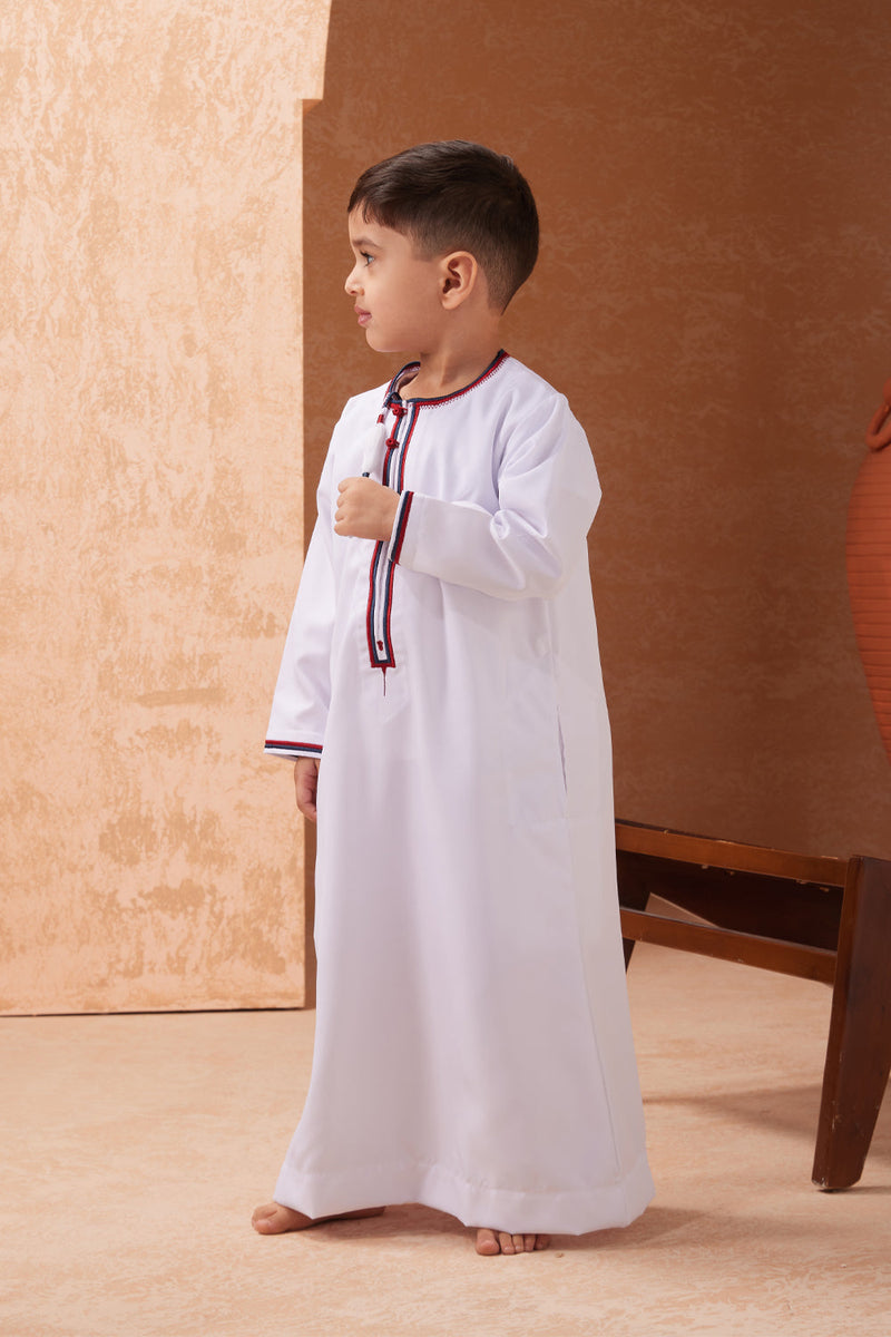 Boys Faris Omani Jubba/Thobe - white – TheHijabWorld
